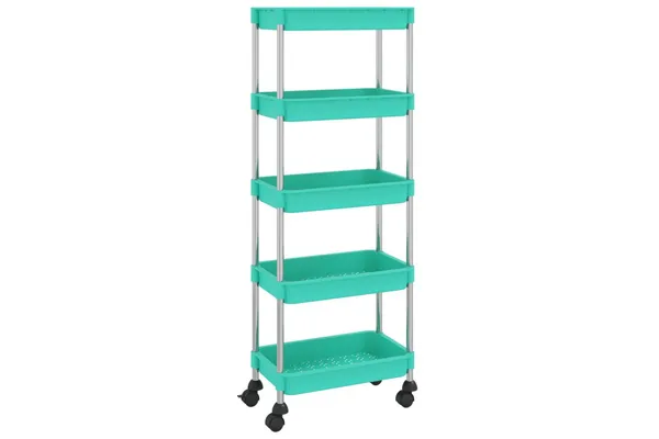 Rullvagn 5 våningar turkos 40x22x116 cm järn och ABS - Förvaring ...