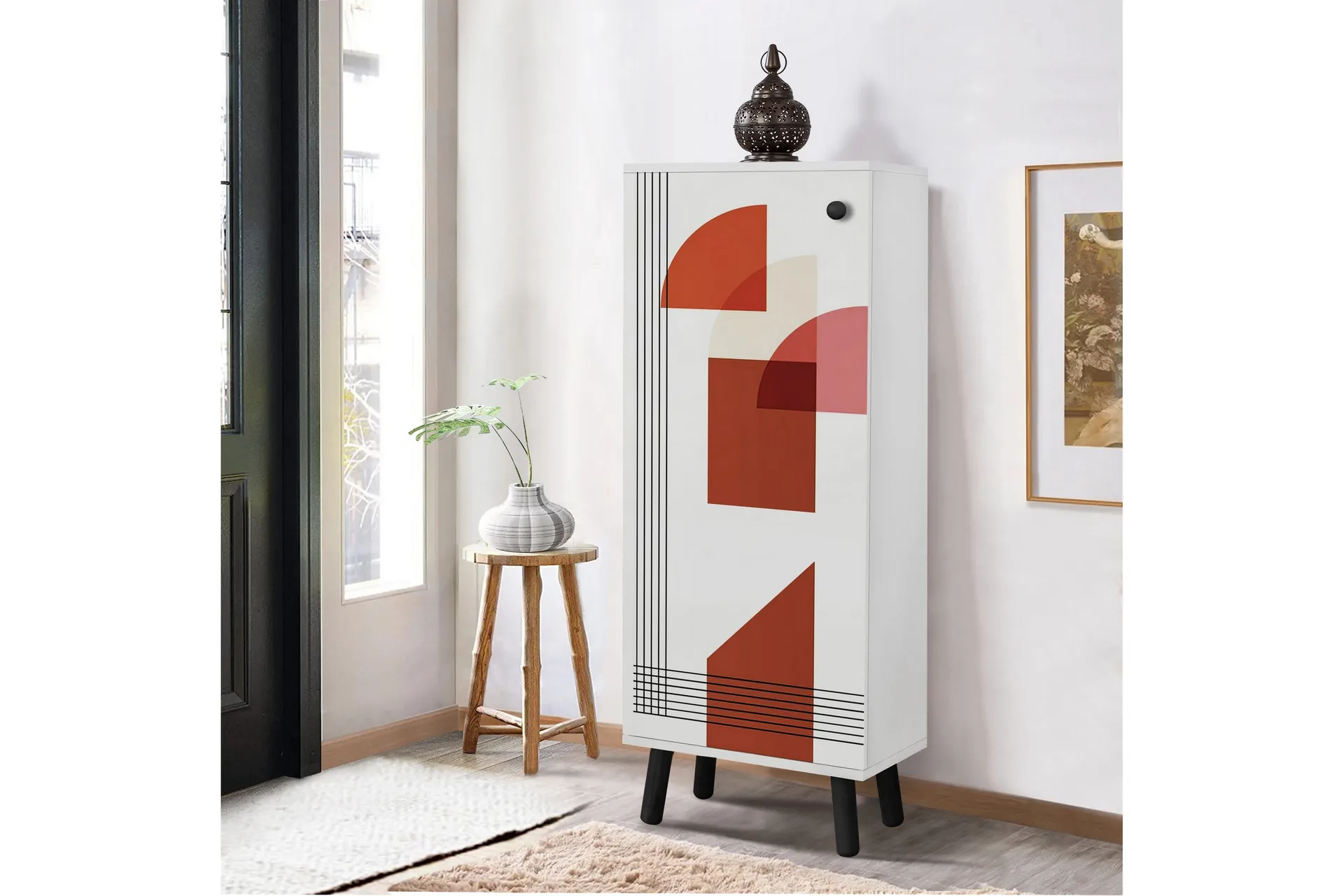 VRAKA Skoskåp 50 cm Vit/Röd - Förvaring - Furniturebox