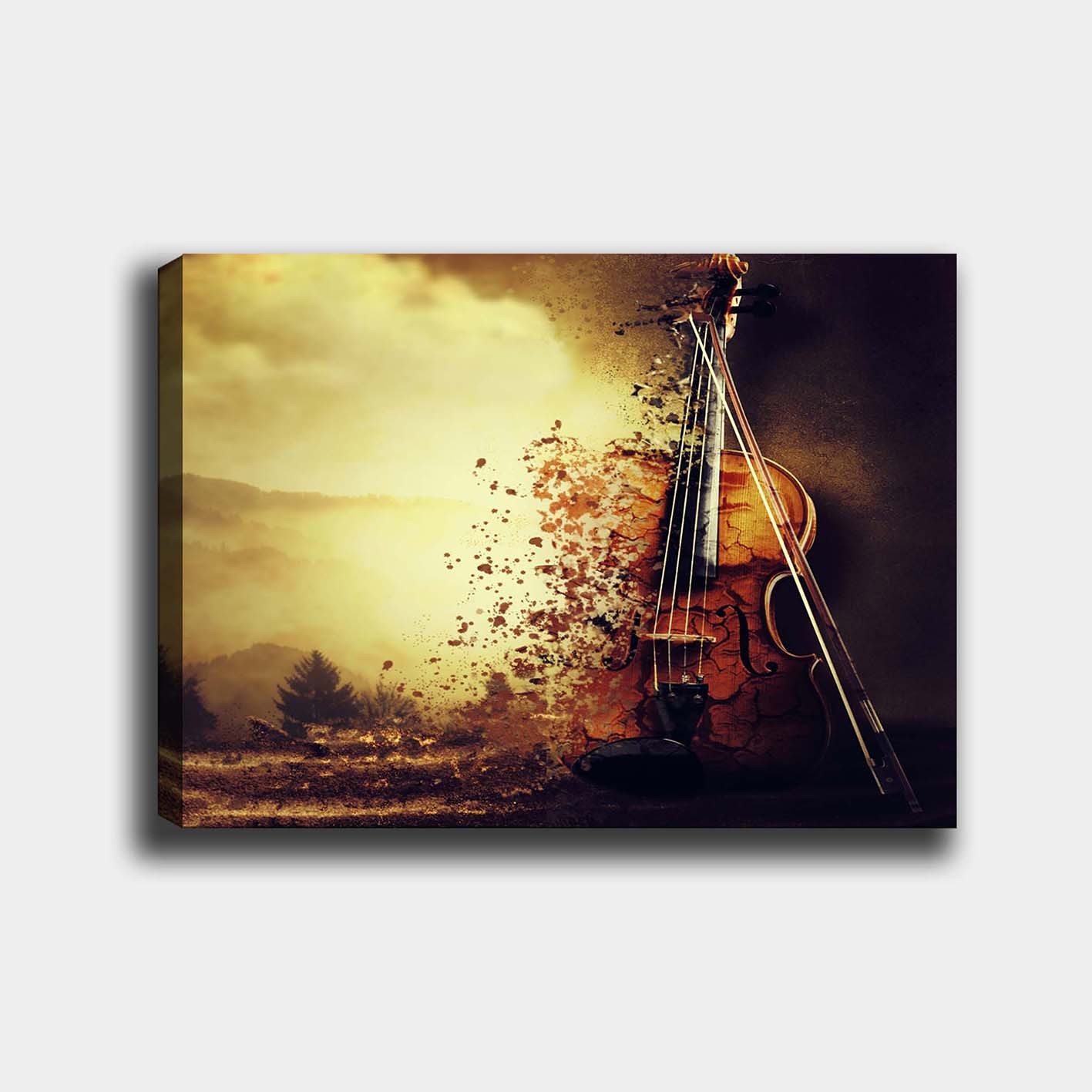 Canvastavla 70x100 cm - Violin som delvis upplöses i en drömlik ...
