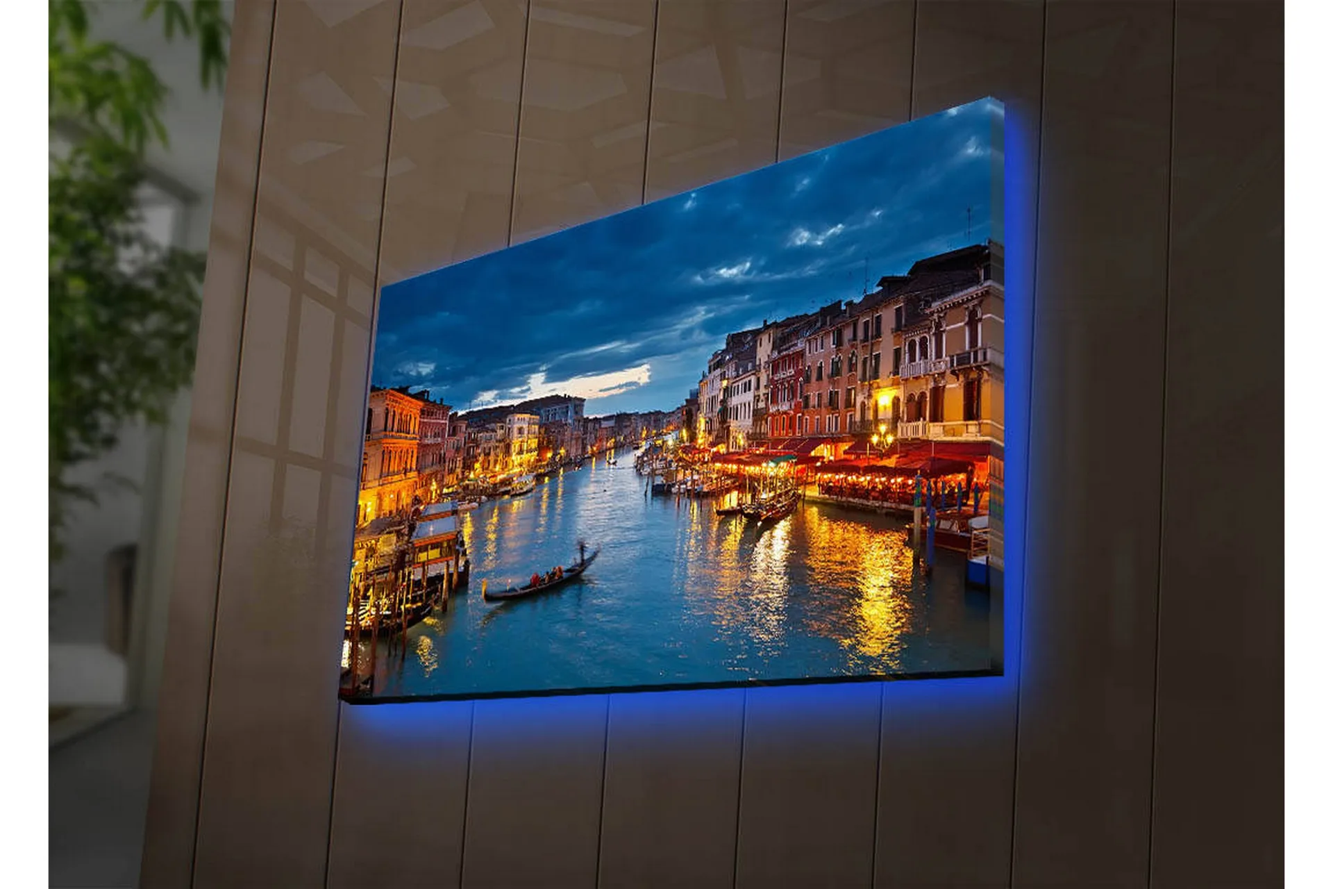 Canvastavla med LED-belysning 45x70 cm - Vacker vy över en kanal i ...