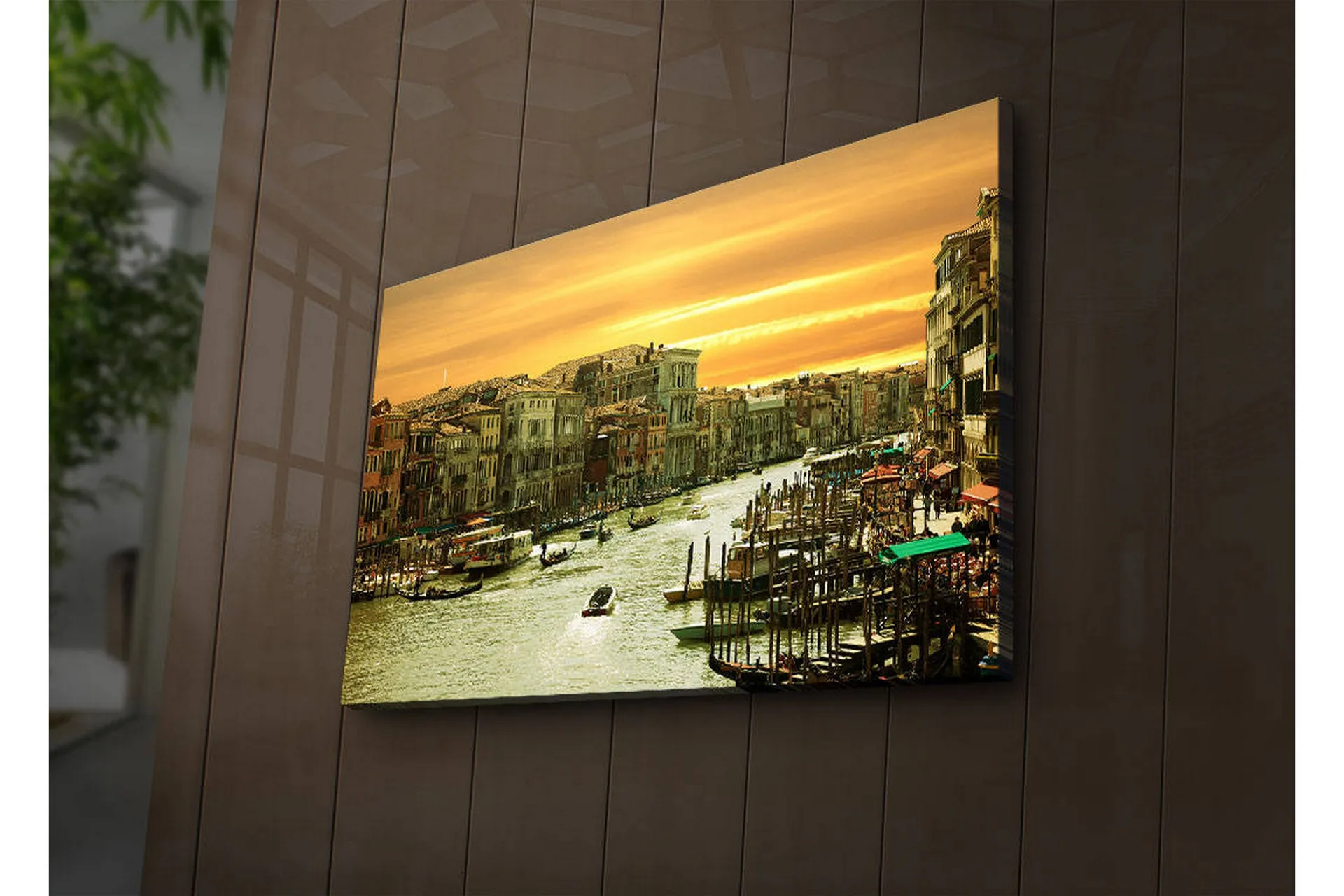 Canvastavla med LED-belysning 45x70 cm - Vacker vy över en kanal i ...
