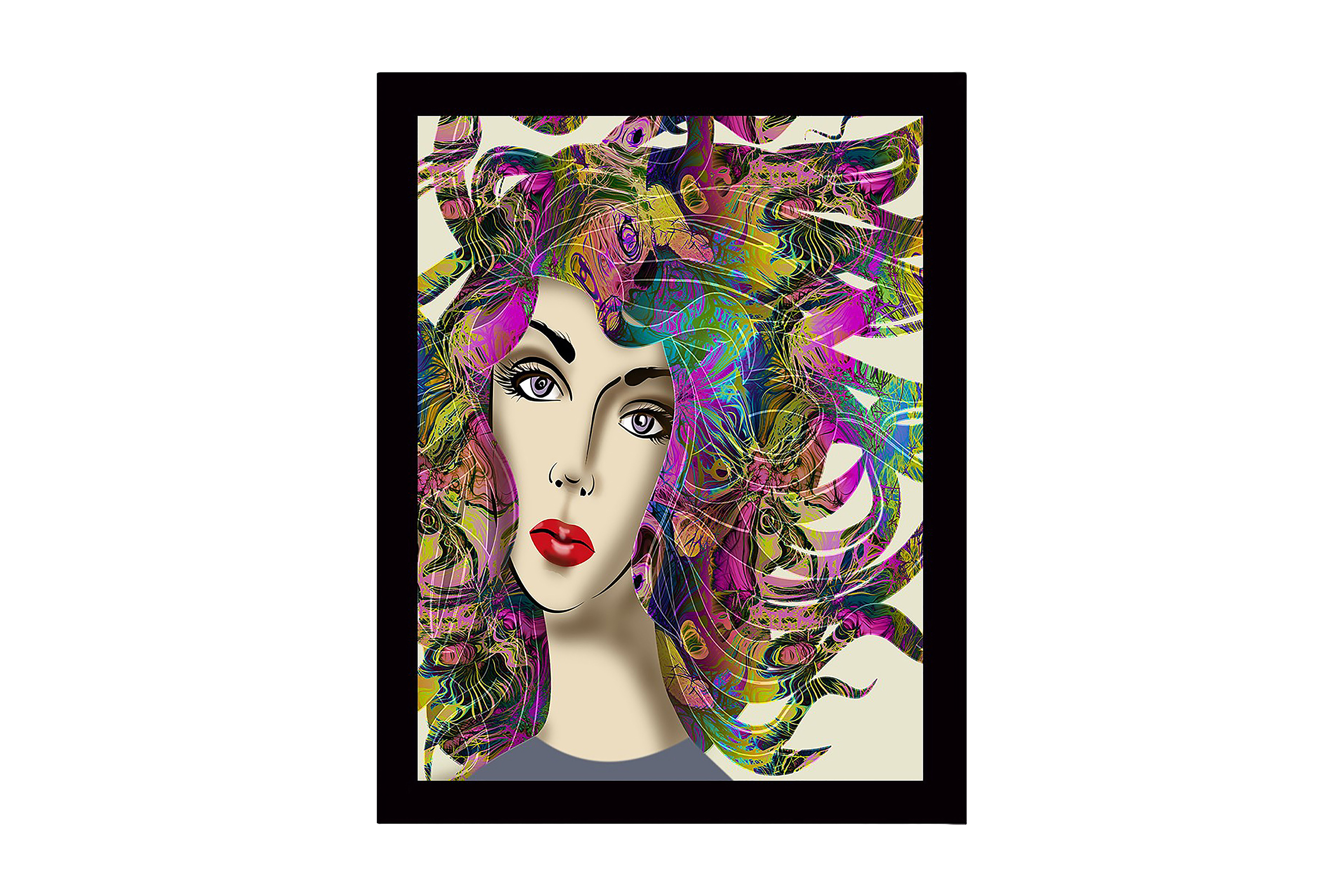 Inramad Canvastavla i trä - 41x56 cm - Porträtt av en kvinna med ...