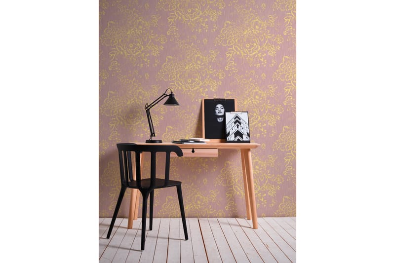 Blommig Tapet Metallic Silk Ovävd Guld - Mönstrade tapeter - Furniturebox