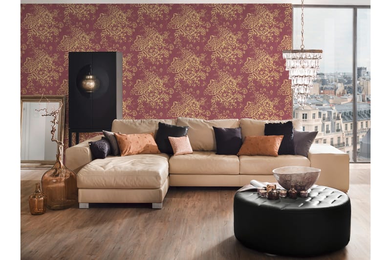 Blommig Tapet Metallic Silk Ovävd Guld - Mönstrade tapeter - Furniturebox