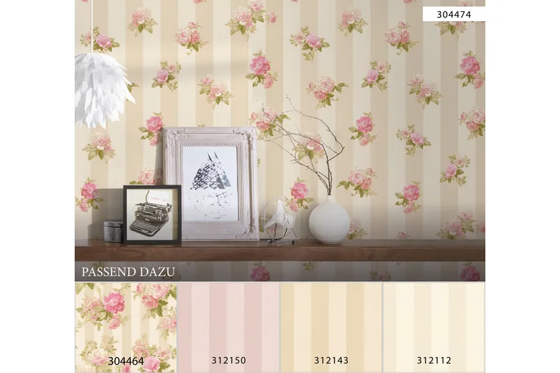 Blommig Tapet Romantico Ovävd Rosa - Mönstrade tapeter - Furniturebox