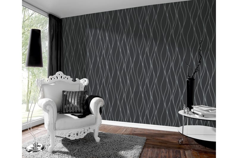 Randig Tapet Trendwall Ovävd Svart - Mönstrade tapeter - Furniturebox