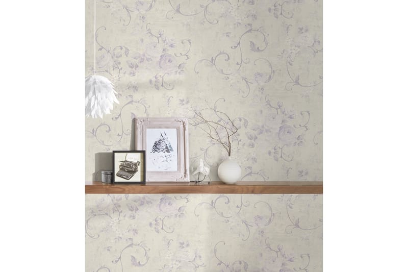 Rosas Tapet Romantico Ovävd Lila Cream - Mönstrade tapeter - Furniturebox
