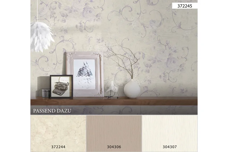 Rosas Tapet Romantico Ovävd Lila Cream - Mönstrade tapeter - Furniturebox