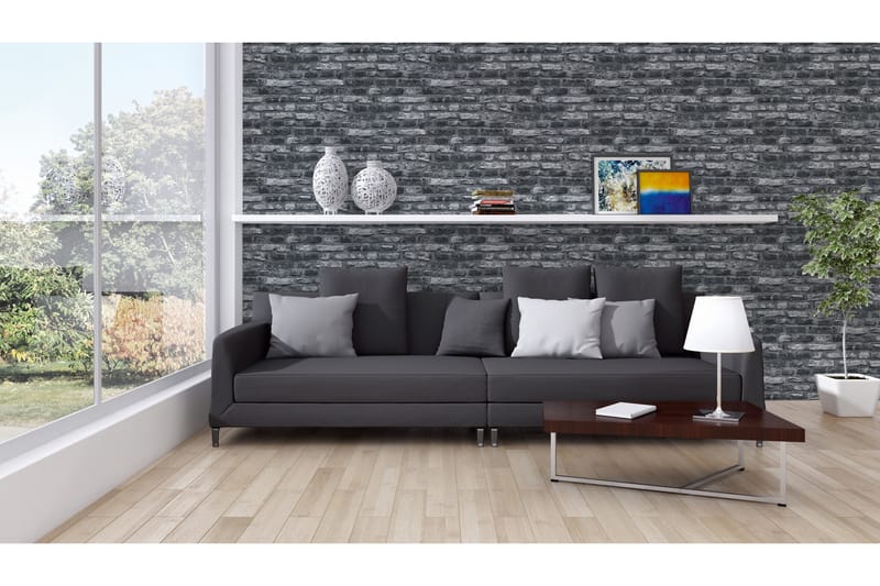 Sten Tapet Ovävd Grå Svart - Mönstrade tapeter - Furniturebox