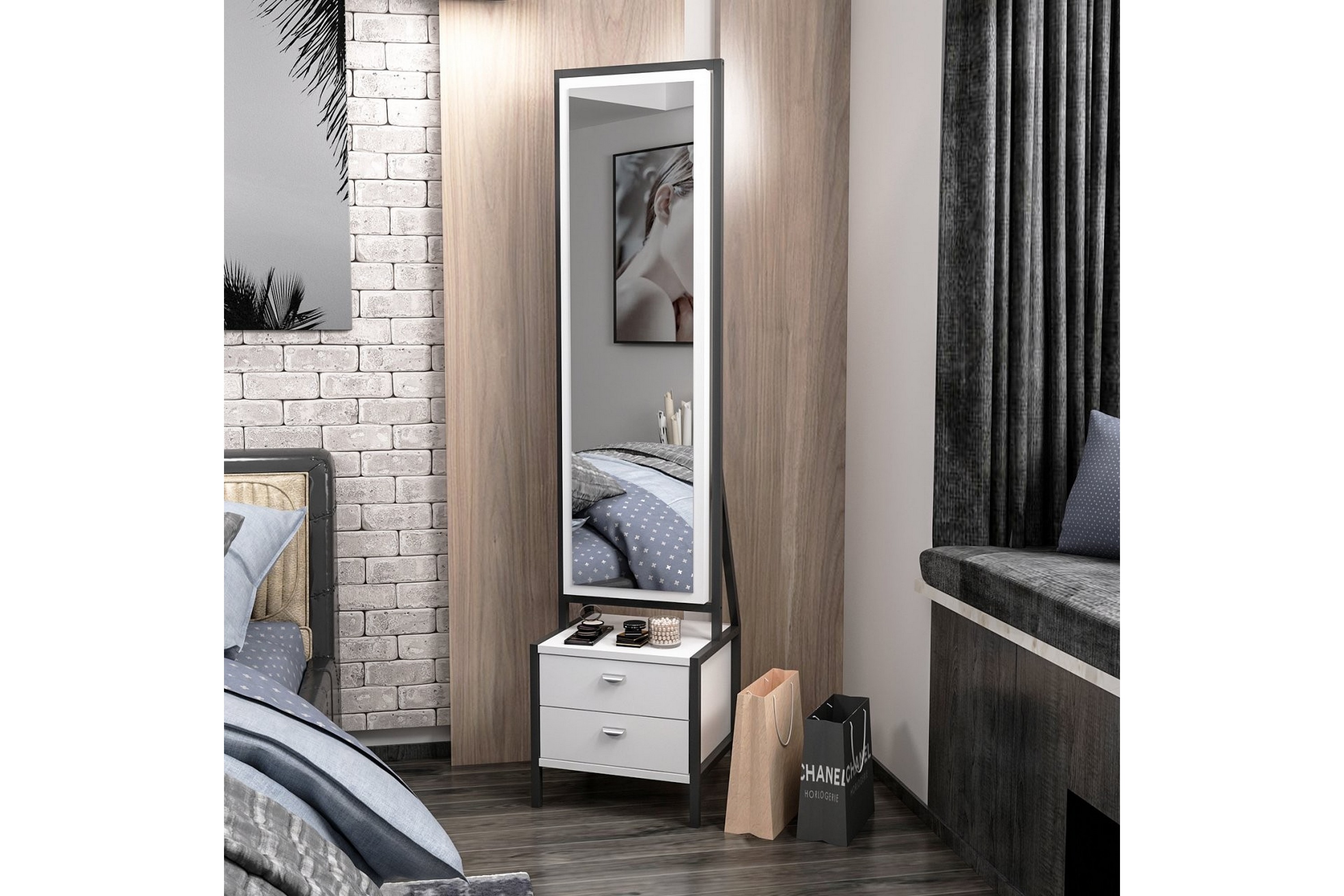 MADAKA Sminkbord 41 cm Vit - Möbler - Black Friday - Furniturebox