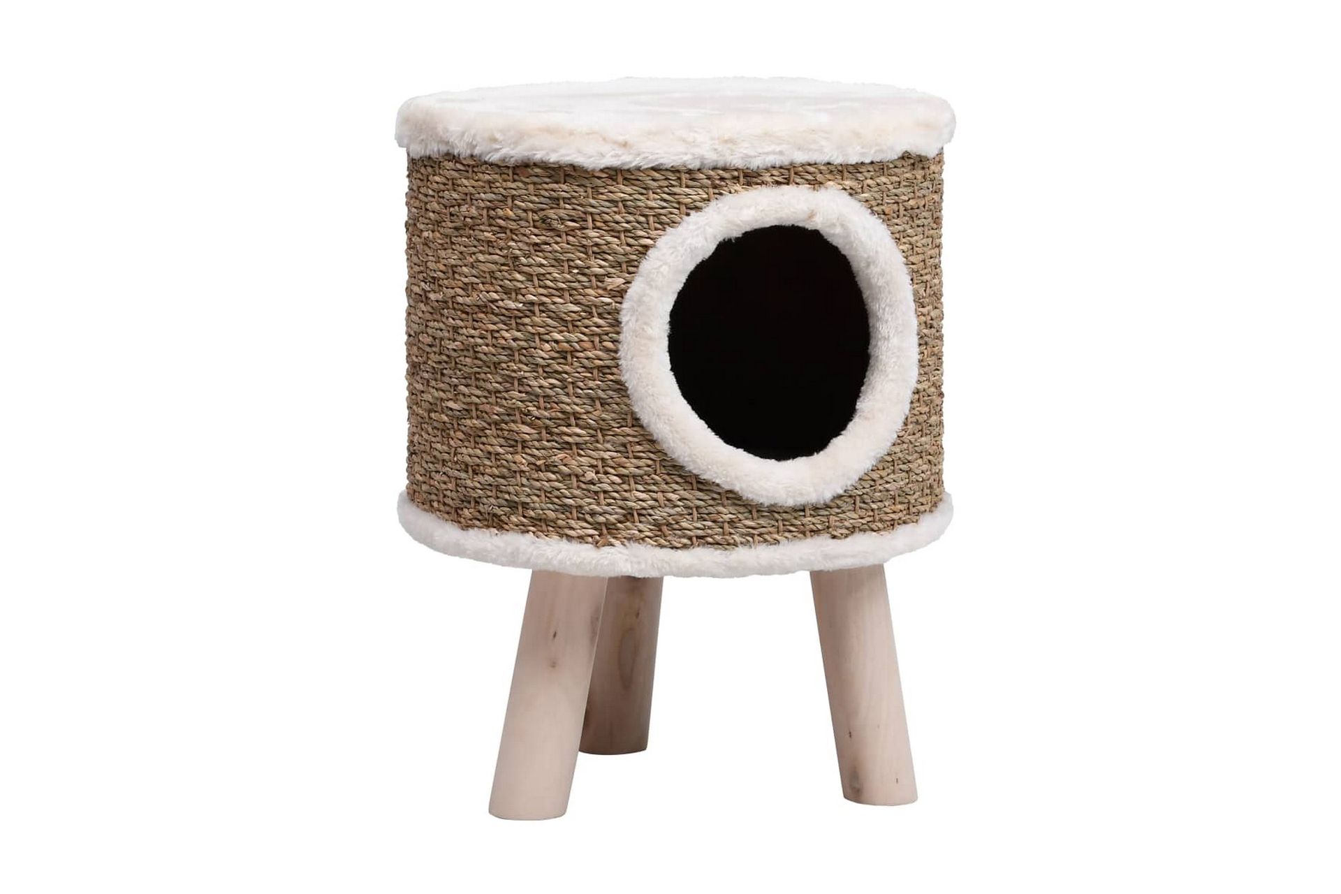 Kattkoja med träben 41 cm sjögräs - Möbler - Furniturebox