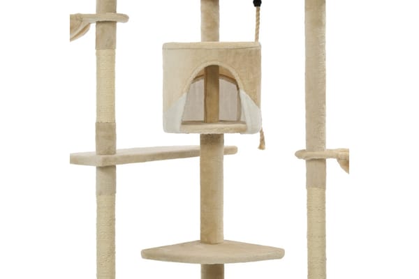 Klösträd med klöspelare i sisal 203 cm beige och vit - Möbler ...