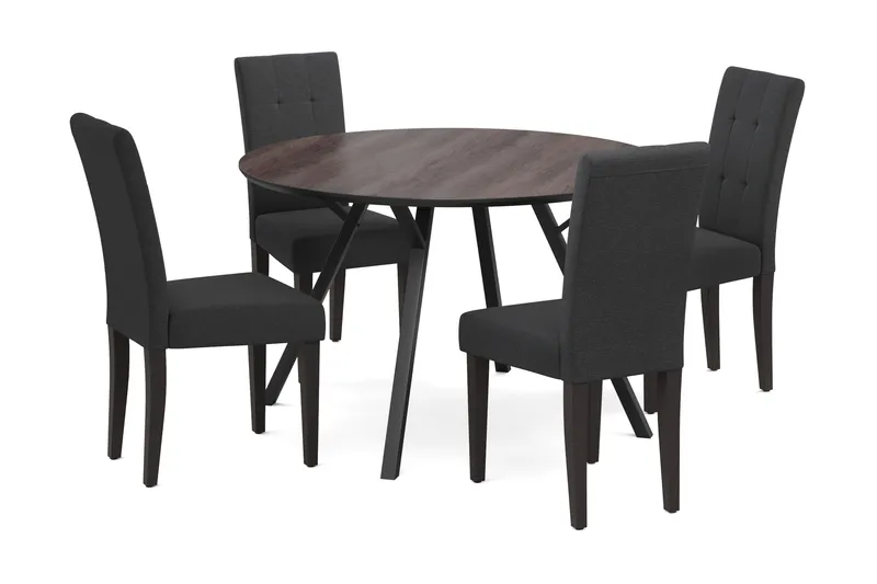 GABAL Bord 120 cm Rund Brun + 4 STILO Stolar Mörkgrå - Matgrupp ...