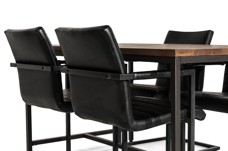 EPOQUE Matbord 140 Alm/Svart + 4 HENRY Stol Svart PU/Vintage - Möbler ...
