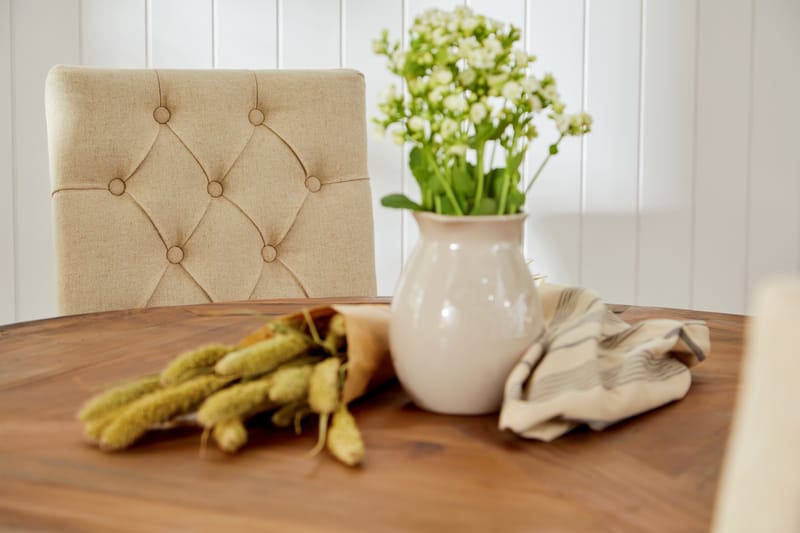 LIRE Matgrupp Rund + 4 JENCA Stol Trä/Vit/Beige - Möbler - Furniturebox