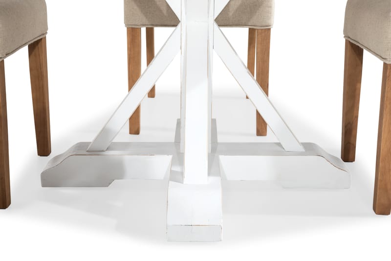 LIRE Matgrupp Rund + 4 JENCA Stol Trä/Vit/Beige - Möbler - Furniturebox