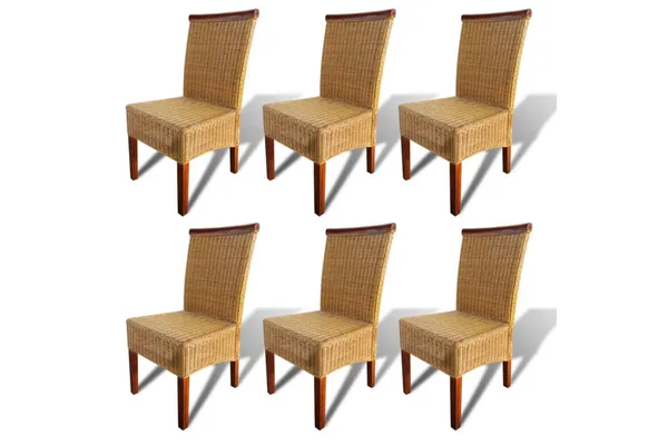 Matstolar 6 st brun äkta rotting - Matstol & köksstol - Furniturebox
