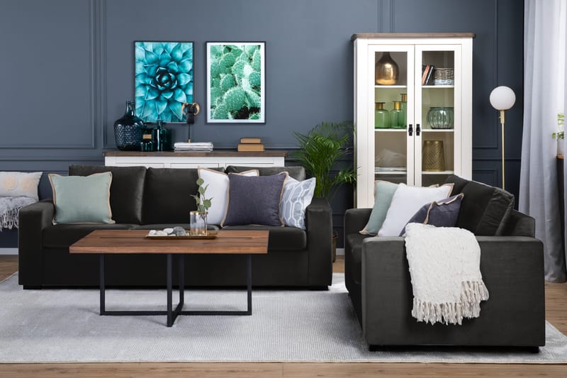 NEW YORK Sammetssoffa 2-sits Mörkgrå - Möbler - Furniturebox
