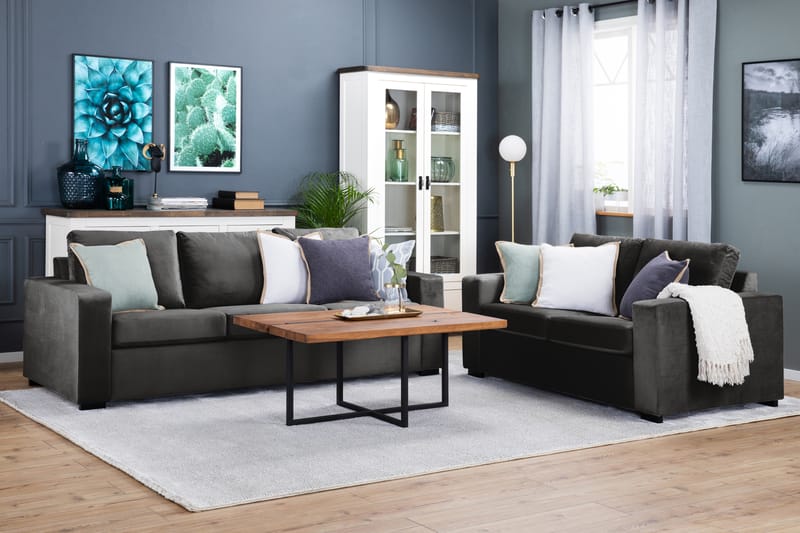 NEW YORK Sammetssoffa 2-sits Mörkgrå - 2-sits soffor - Furniturebox