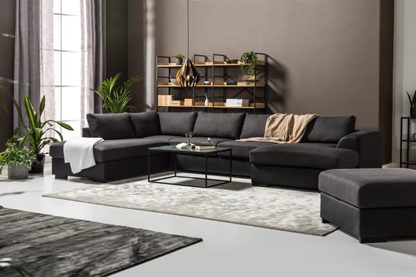 AUSTIN U-Soffa Divan Vänster Svart/Grå - U-soffor - Furniturebox