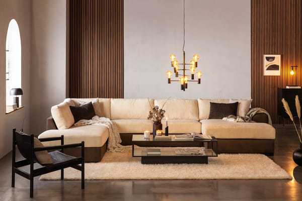 AUSTIN U-Soffa Divan Höger Beige/Brun - Möbler - Black Friday ...