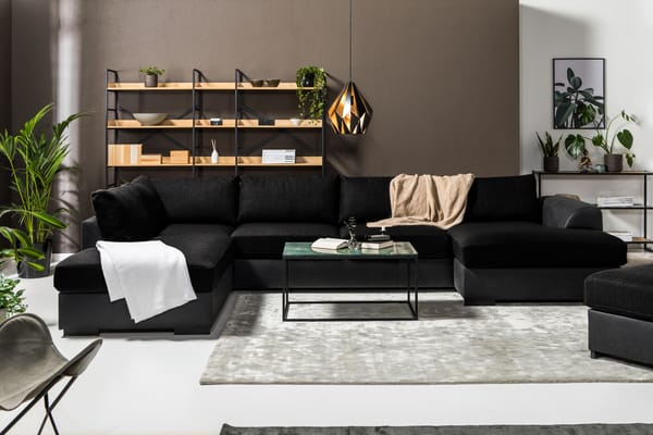 AUSTIN U-Soffa Divan Höger Svart - Möbler - Furniturebox
