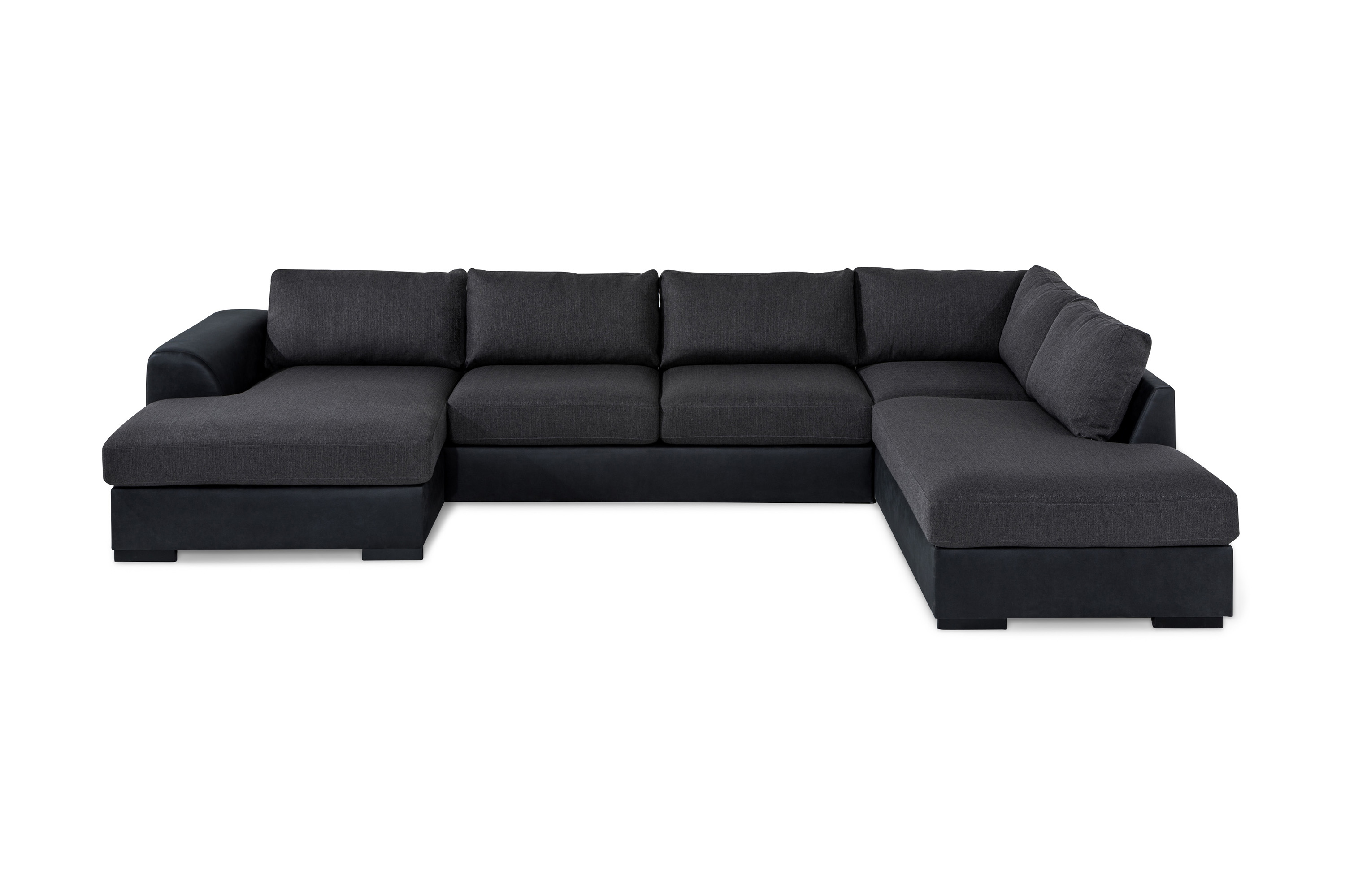 AUSTIN U-Soffa Divan Vänster Svart/Grå - Möbler - Furniturebox