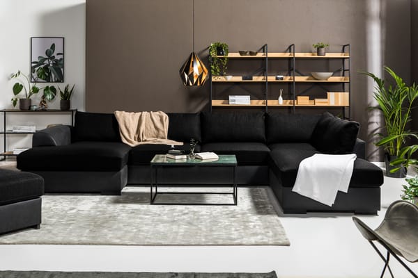 AUSTIN U-Soffa Divan Vänster Svart/Grå - Möbler - Black Friday ...