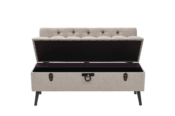 Förvaringsbänk med ryggstöd 110 cm gräddvit tyg - Möbler - Furniturebox