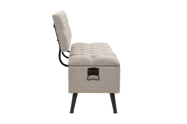 Förvaringsbänk med ryggstöd 110 cm gräddvit tyg - Möbler - Furniturebox