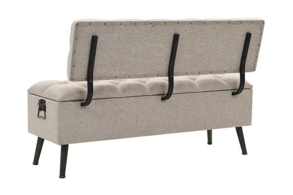 Förvaringsbänk med ryggstöd 110 cm gräddvit tyg - Möbler - Furniturebox