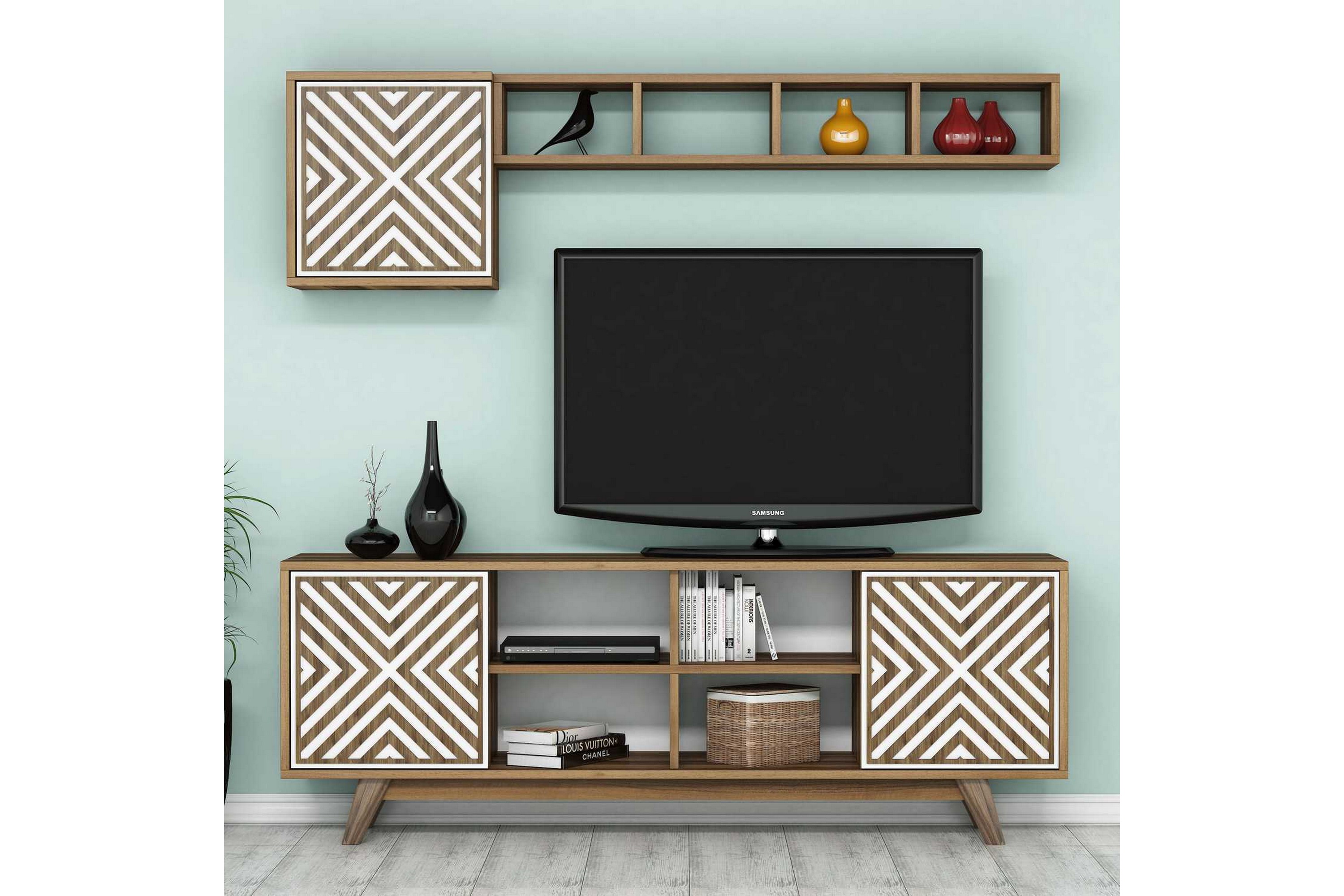 VARRED TV-Möbelset 160 cm Brun/Vit - Möbler - Furniturebox