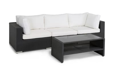 BAHAMAS Loungesoffa 3-sits + Bord Hylla Svart - Utemöbler - Black ...