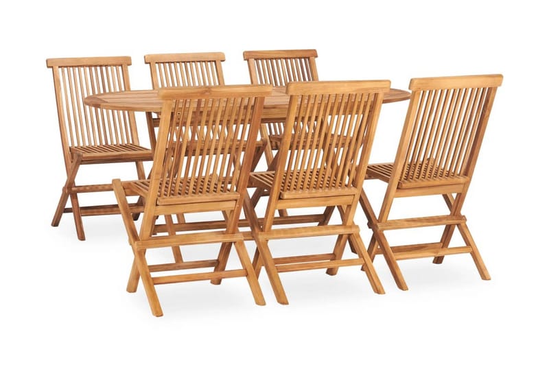 Matgrupp för trädgården 7 delar massiv teak - Utemöbler - Furniturebox
